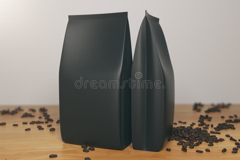 Empty Black Coffee Packages Stock Illustration - Illustration of design ...