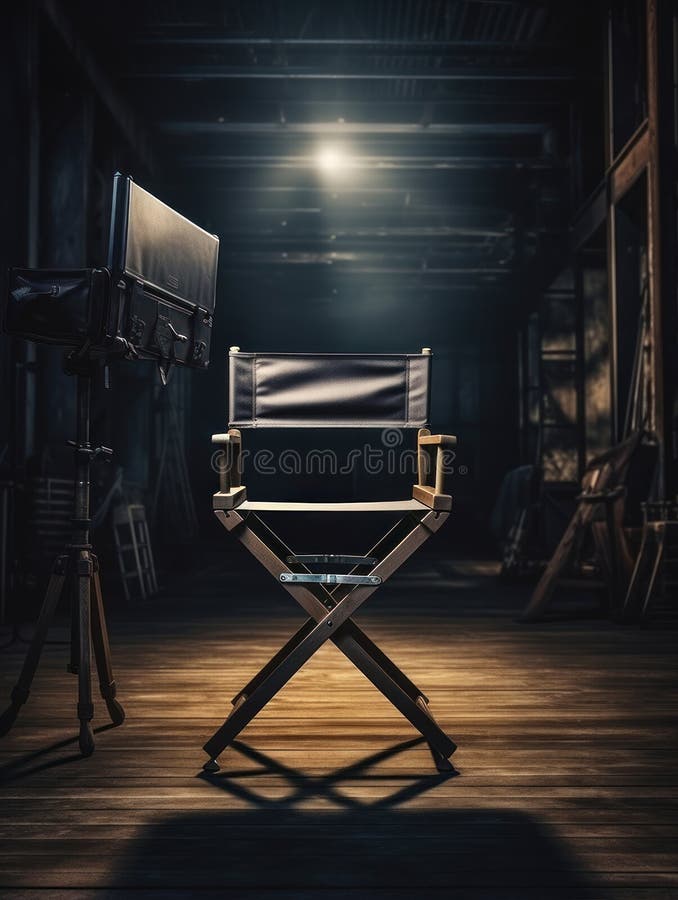 Empty Black Directors Chair on Filming Set. Stock Photo - Image of ...