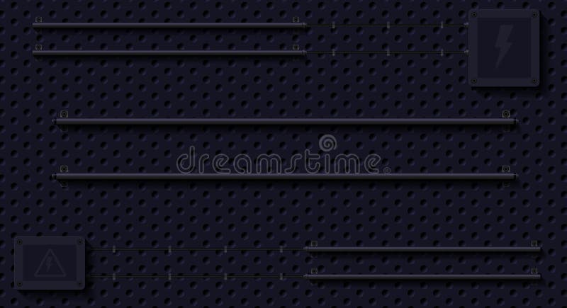 Empty Black Electric Wall, Technical Background. Vector Illustration ...