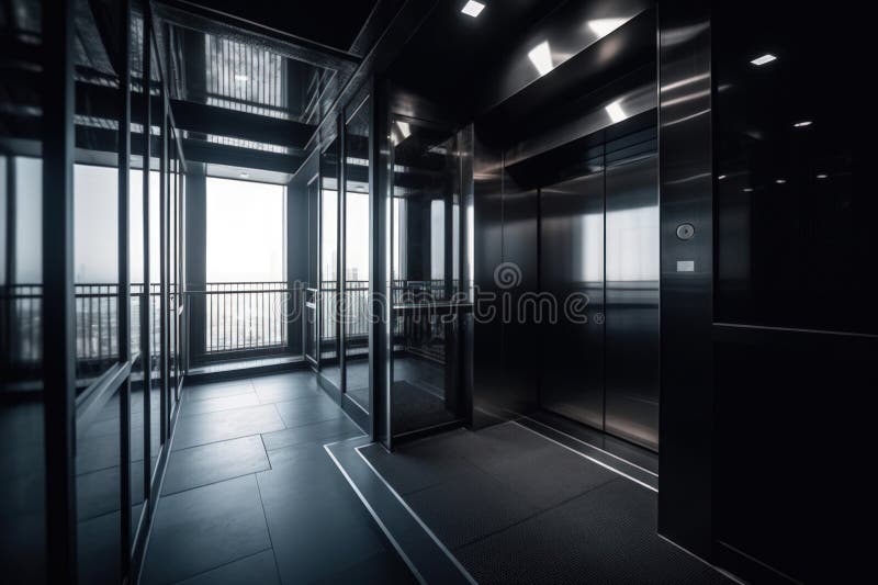Empty Black Elevator Business Building Generative Ai Stock Illustration ...