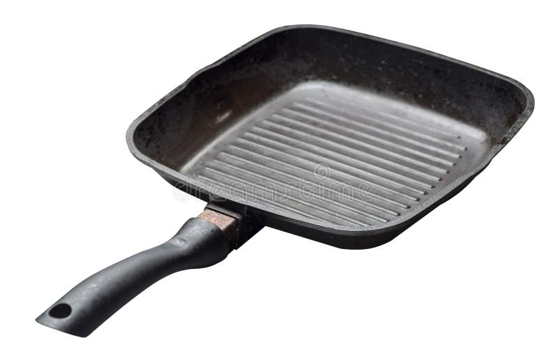 Empty Black Grill Iron Pan with Isolated on White Background Stock ...