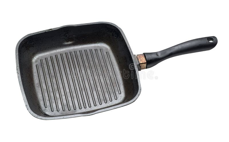 Empty Black Grill Iron Pan with Isolated on White Background Stock ...