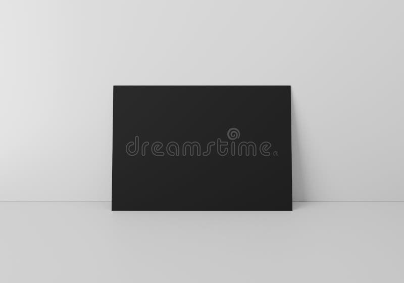 Empty Black Horizontal Rectangle A4 Paper Sheet Mockup Stock ...