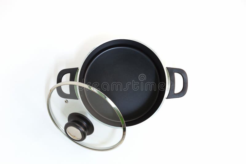 Empty Black Kitchen Cooking Pot Isolated on White Background. Stock ...