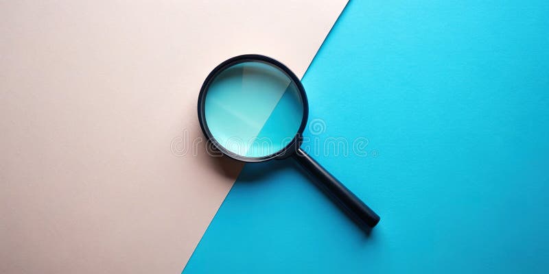 Empty Black Magnifying Glass on Pastel Blue and White Background a ...