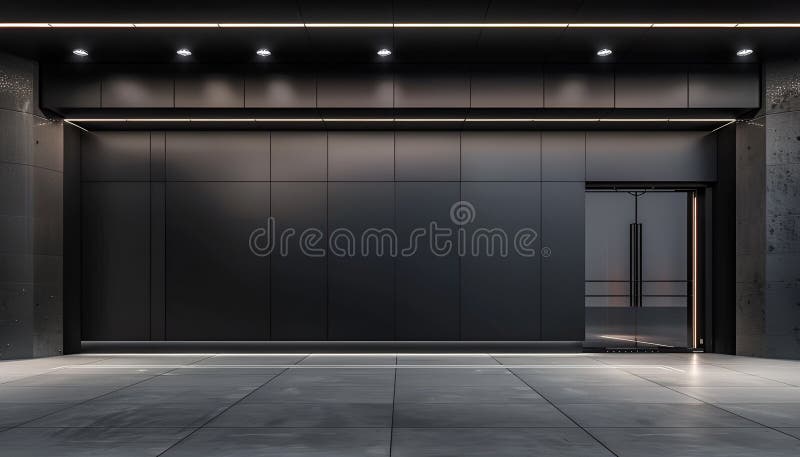 Empty Black Mall Wall for Logo Mockup Making Stock Illustration ...