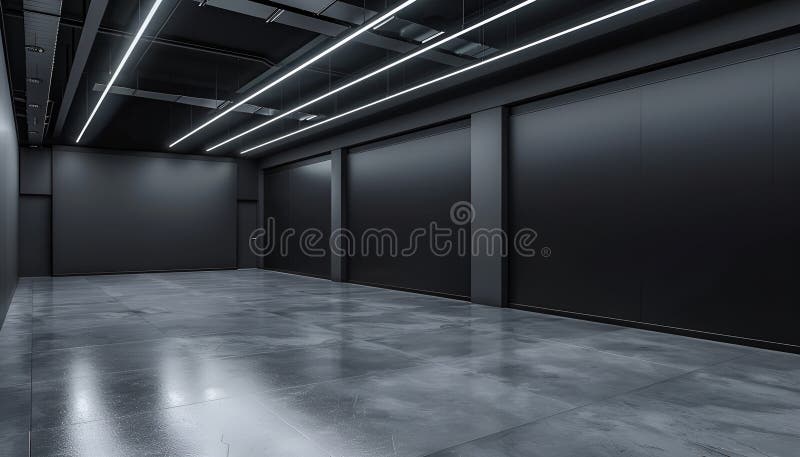 Empty Black Mall Wall for Logo Mockup Making Stock Illustration ...