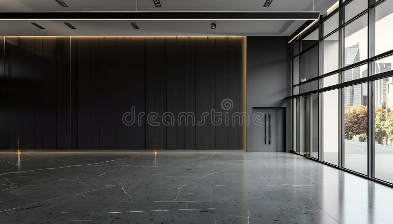 Empty Black Mall Wall for Logo Mockup Making Stock Illustration ...