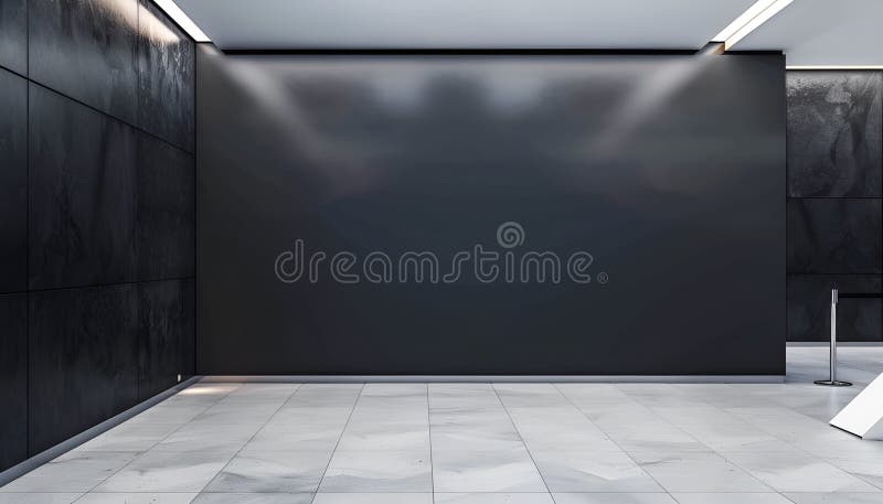 Empty Black Mall Wall for Logo Mockup Making Stock Illustration ...