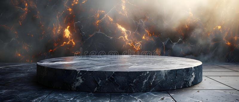 Concept Dark Room, Black Marble Empty Black Marble Podium on Black ...