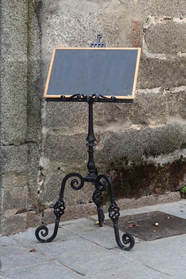 Empty black menu stand stock image. Image of blackboard - 164769985