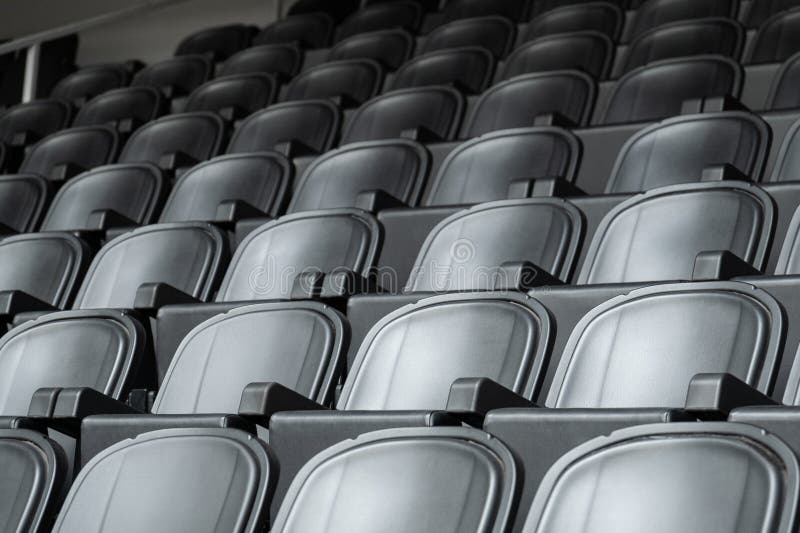 Empty Black New Seats in a Soccer Stadium, Arranged in Rows for ...