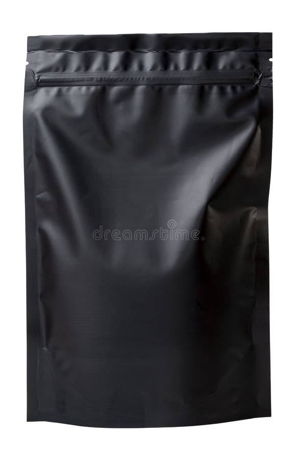 Black Packaging Bag Isolated on White Background Stock Photo - Image of ...