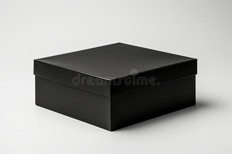 Empty Black Packaging Box Mockup 3d Rendering on a White Background ...