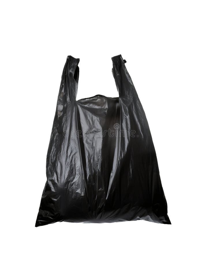 Empty Black Plastic Bag Isolated on Transparent Background with ...