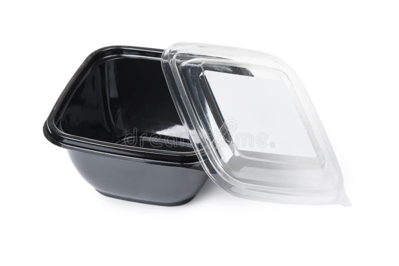 Empty Black Plastic Disposable Take Out Container Stock Photo - Image ...