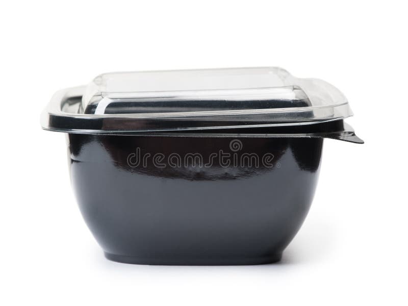 Empty Black Plastic Disposable Take Out Container Stock Photo - Image ...