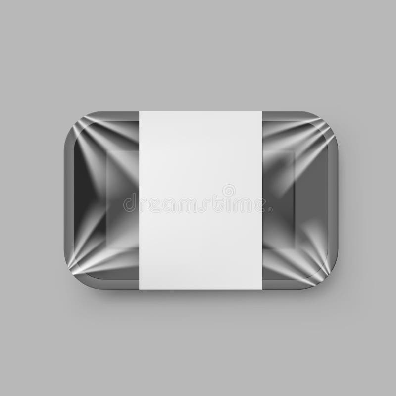 Empty Black Plastic Food Container with Label Stock Vector ...