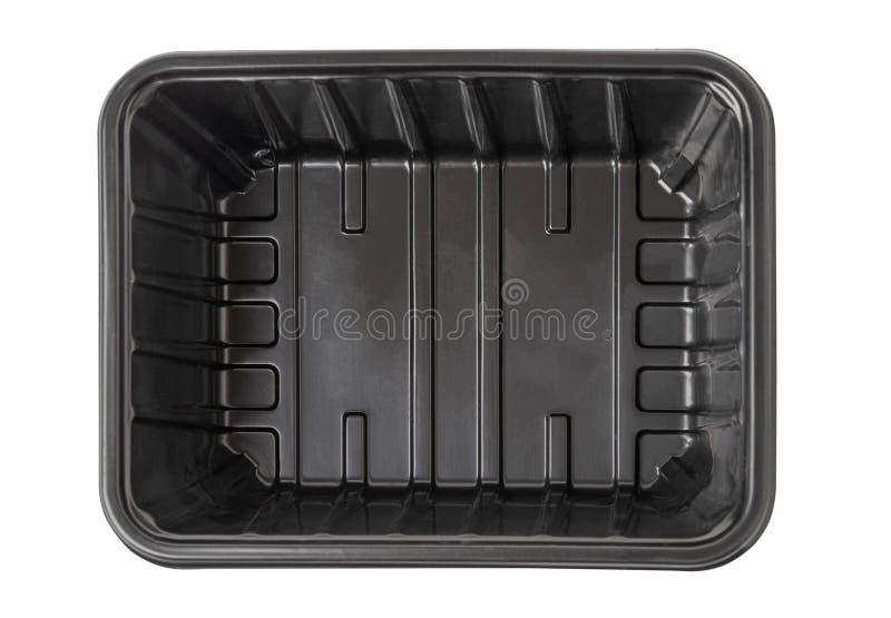 Empty Black Plastic Food Tray Isolated on White Background Stock Photo ...