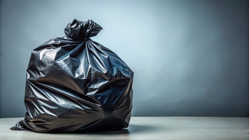 Empty Black Plastic Garbage Bag on a Blank Background Perfect for ...