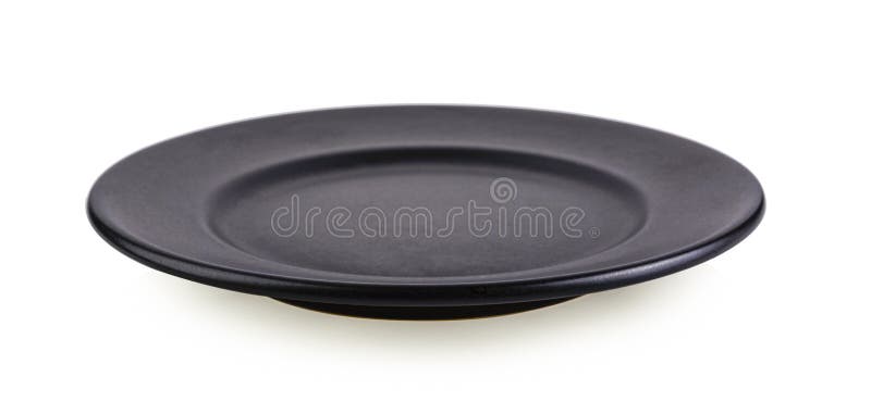 Empty Black Plate Isolated on White Background Stock Image - Image of ...