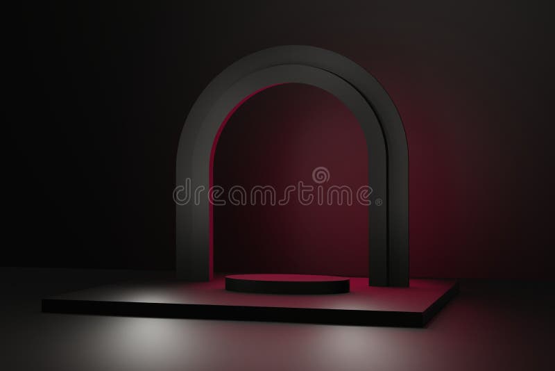 Empty Black Red Platform with Arch for Product Promotion, Romantic ...