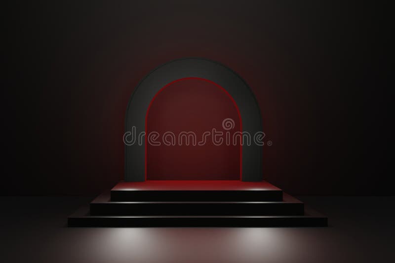 Empty Black Red Platform with Arch for Product Promotion, Romantic ...