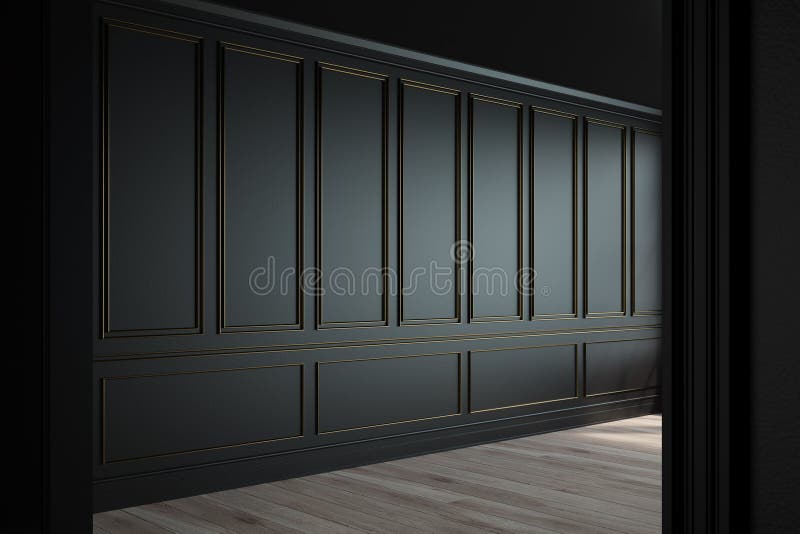 Empty Black Room, Side View Stock Illustration - Illustration of light ...