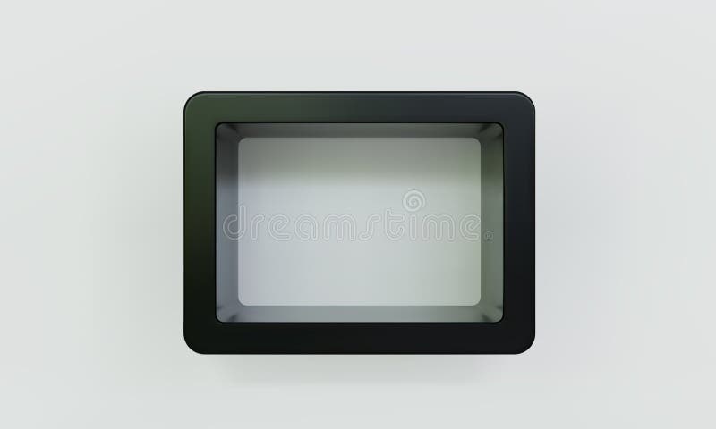 Empty Black Rounded Rectangular Shelf or Niche on White Wall 3D Mockup ...