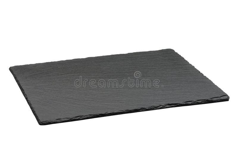 Empty Black Slate Plate Isolated Stock Image - Image of plate, white ...