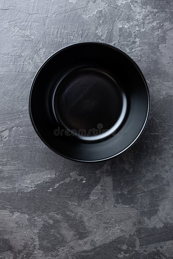 Empty Black Soup Plate on Dark Grey Background Stock Photo - Image of ...
