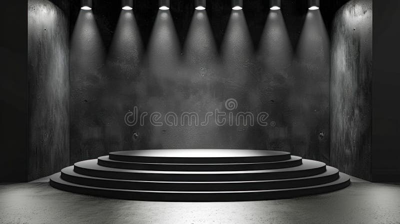 Empty Black Stage with Spotlights. Generative Ai Stock Illustration ...