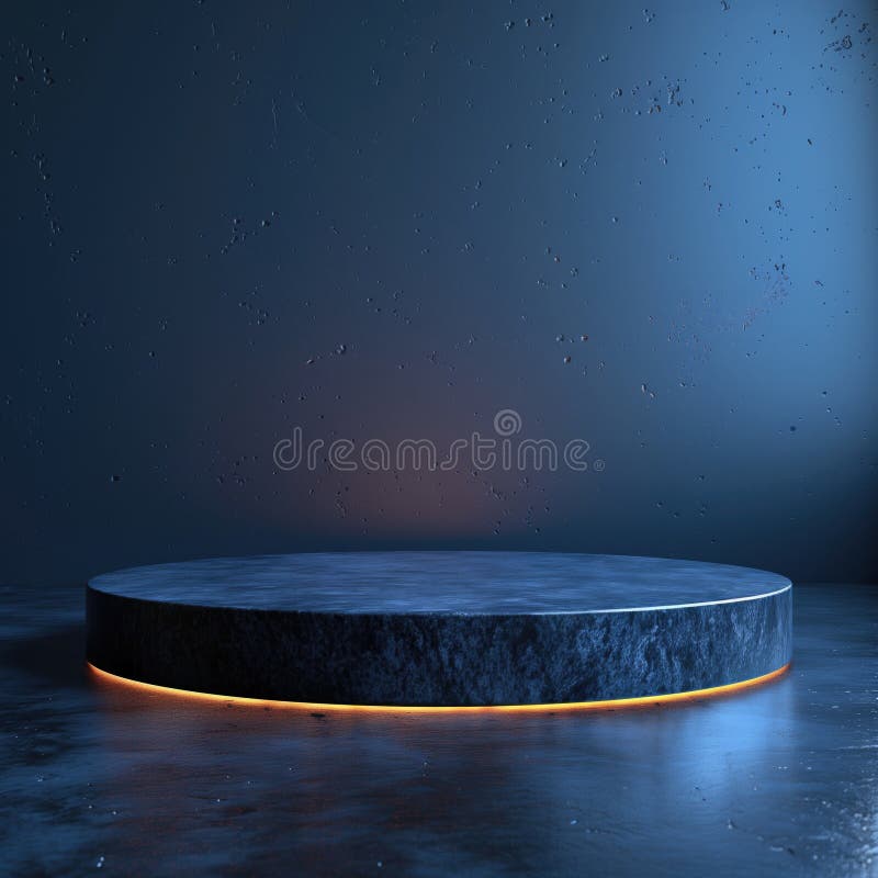Empty Black Stone Podium in a Dark Room Stock Illustration ...