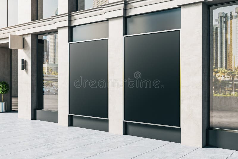 Empty Black Two Banners on Building Wall Stock Illustration ...