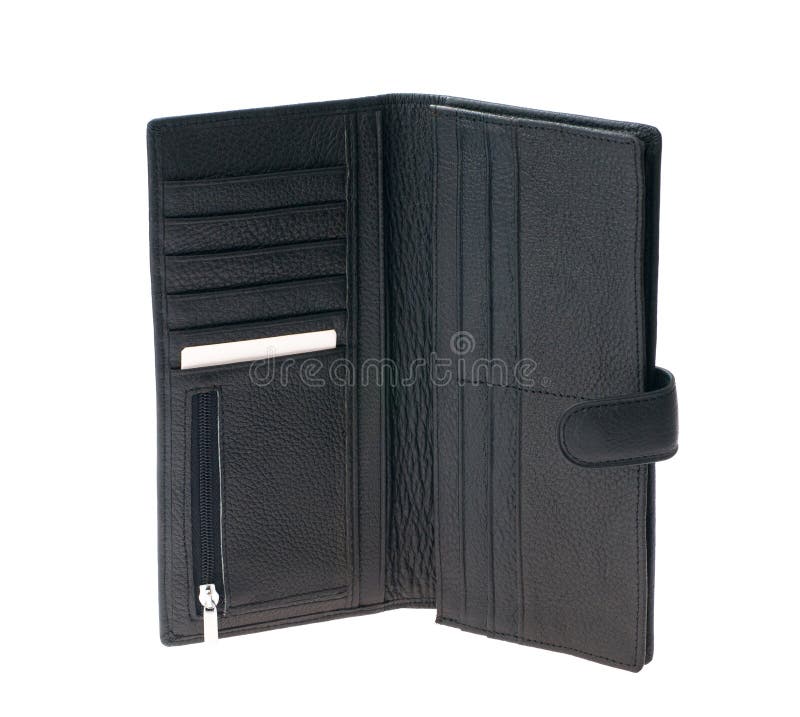 Empty Black Wallet Isolated on White Background Stock Photo - Image of ...