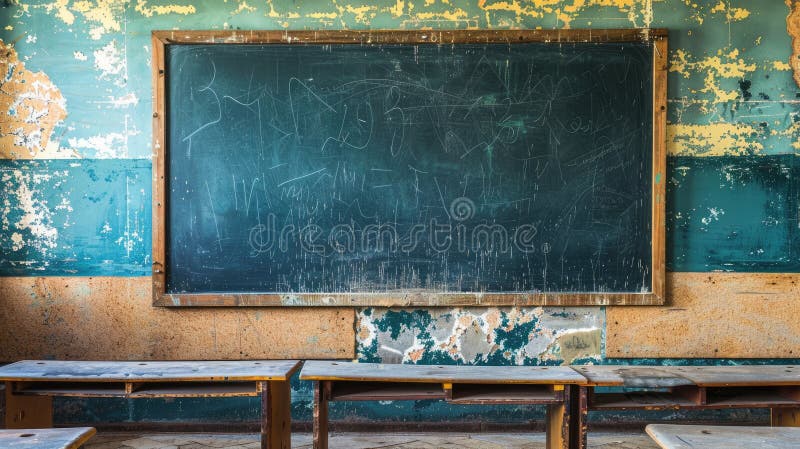 Empty Blackboard Awaits in a Classroom Setting, Ready for Lessons. Ai ...