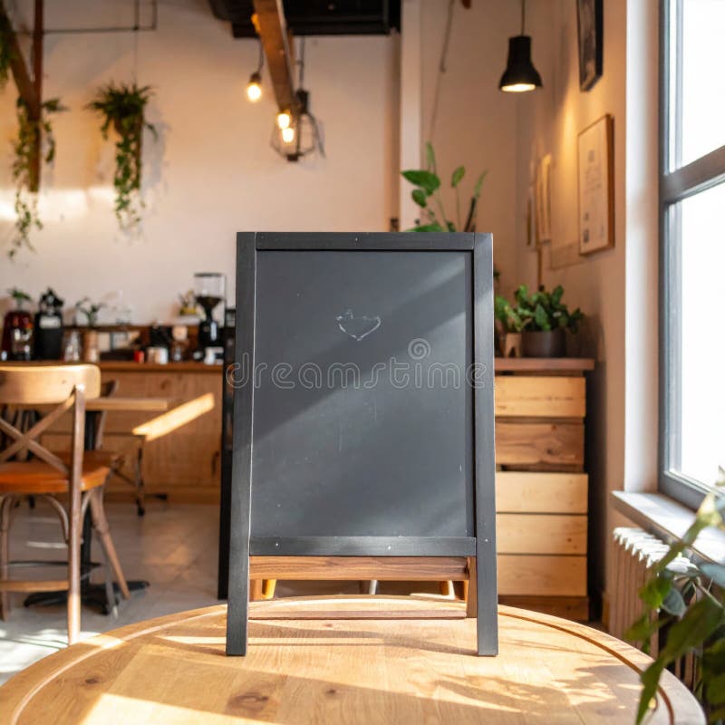 Empty Blackboard Menu in a Sunny Cafe Interior Stock Illustration ...