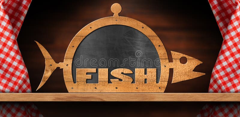 Empty Blackboard in the Shape of a Fish on Wooden Table Stock Image ...