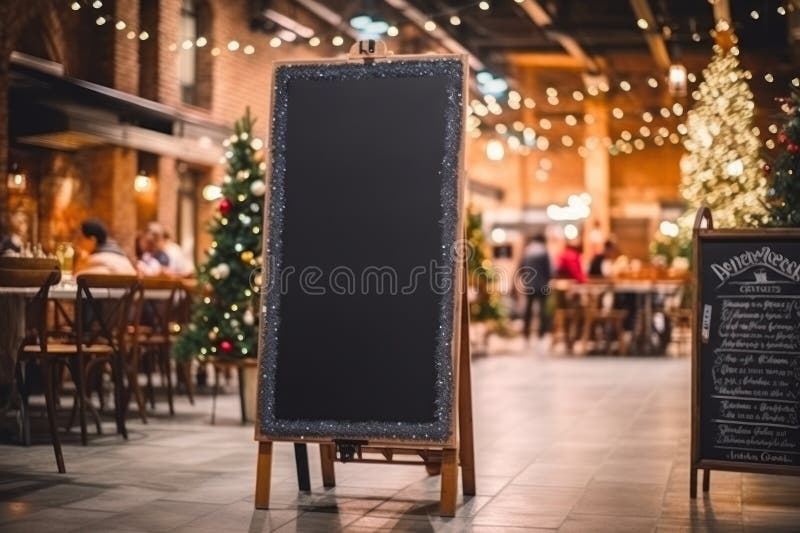 Empty Blackboard Sign Mockup in Front of a Restaurant. Generative Ai ...