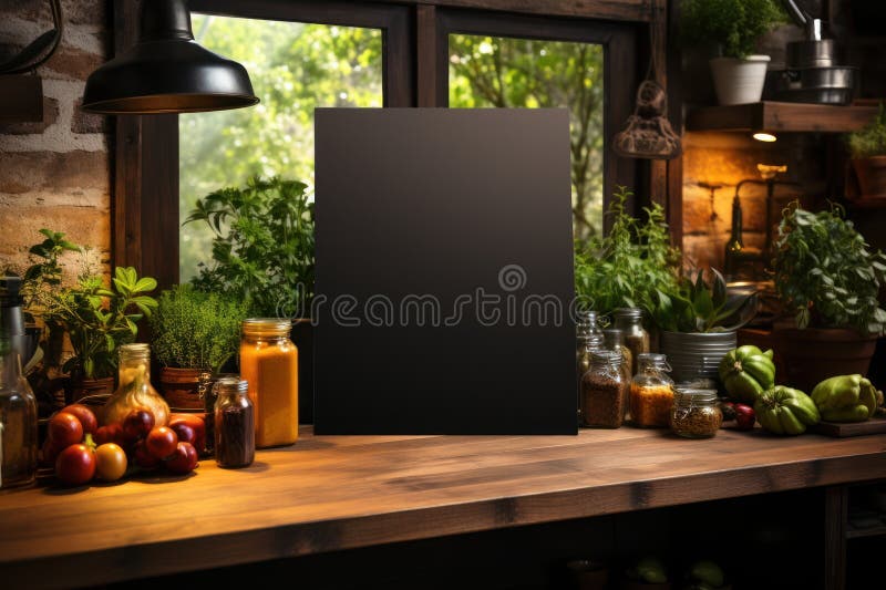 Empty Blackboard Sign Mockup in Front of a Restaurant. Generative Ai ...