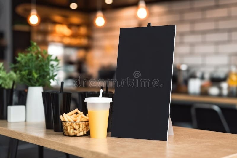 Empty Blackboard Sign Mockup in Front of a Restaurant. Generative Ai ...