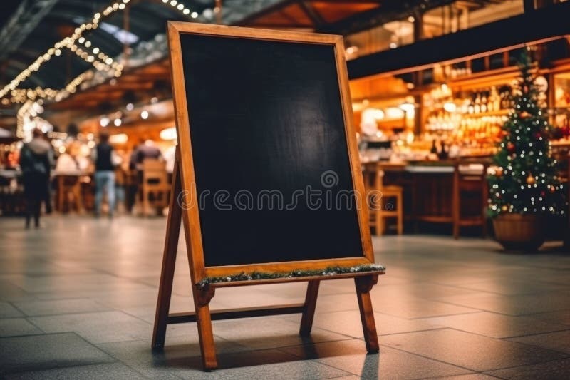 Empty Blackboard Sign Mockup in Front of a Restaurant. Generative Ai ...