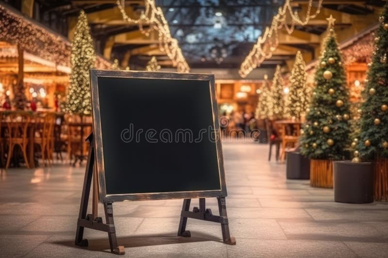 Empty Blackboard Sign Mockup in Front of a Restaurant , Menu Board ...