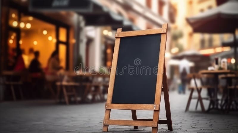 Empty Blackboard Sign Mockup in Front of a Restaurant , Menu Board with ...