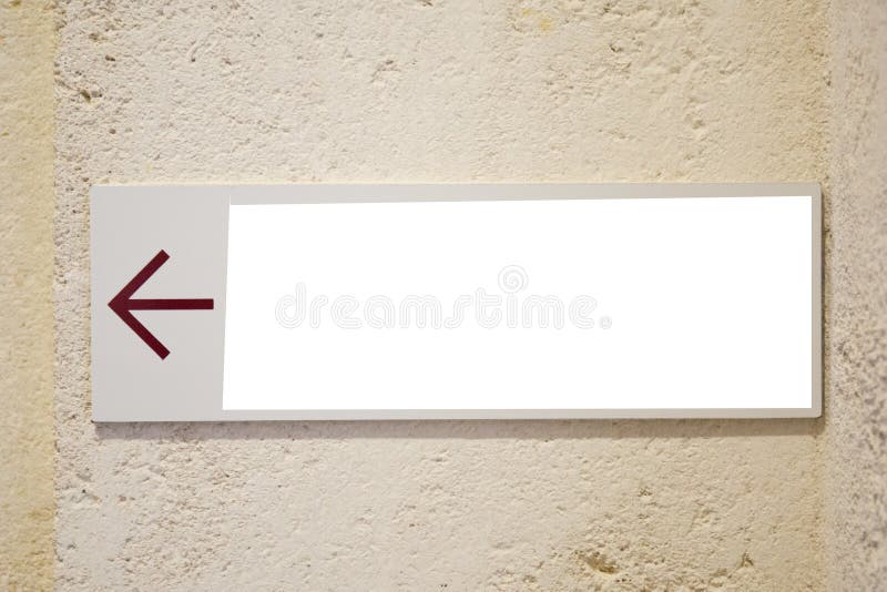 Empty Blanck Wall Space Sign with Arrow Sign Stock Image - Image of ...