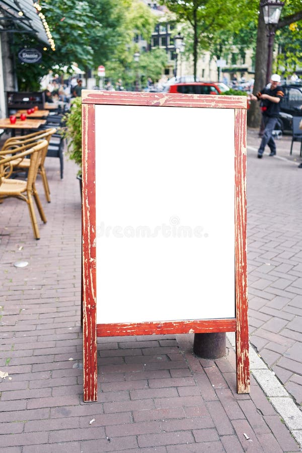 Empty Blank Banner at Coffee Shop Terrace Stock Photo - Image of ...