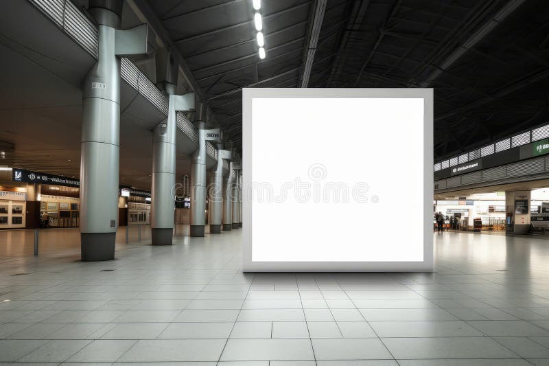 An Empty Blank Billboard Advertising Poster in an Airport Terminal ...