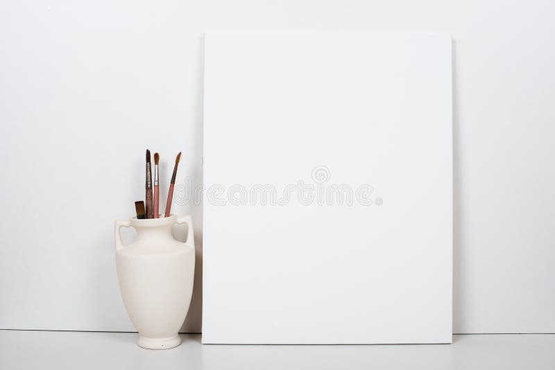 Empty Blank Canvas on a White Background, Home Interior Decor Stock ...