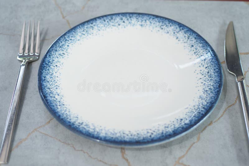 Empty Blank Ceramic Dish on Table Stock Image - Image of circle, dish ...