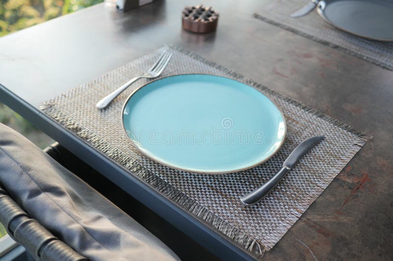 Empty Blank Ceramic Dish on Table Stock Image - Image of putting ...